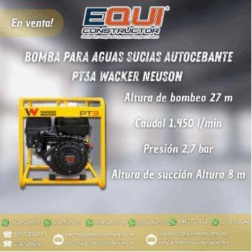 Bomba para Aguas sucias autocebante PT3A Wacker Neuson, Toda la república